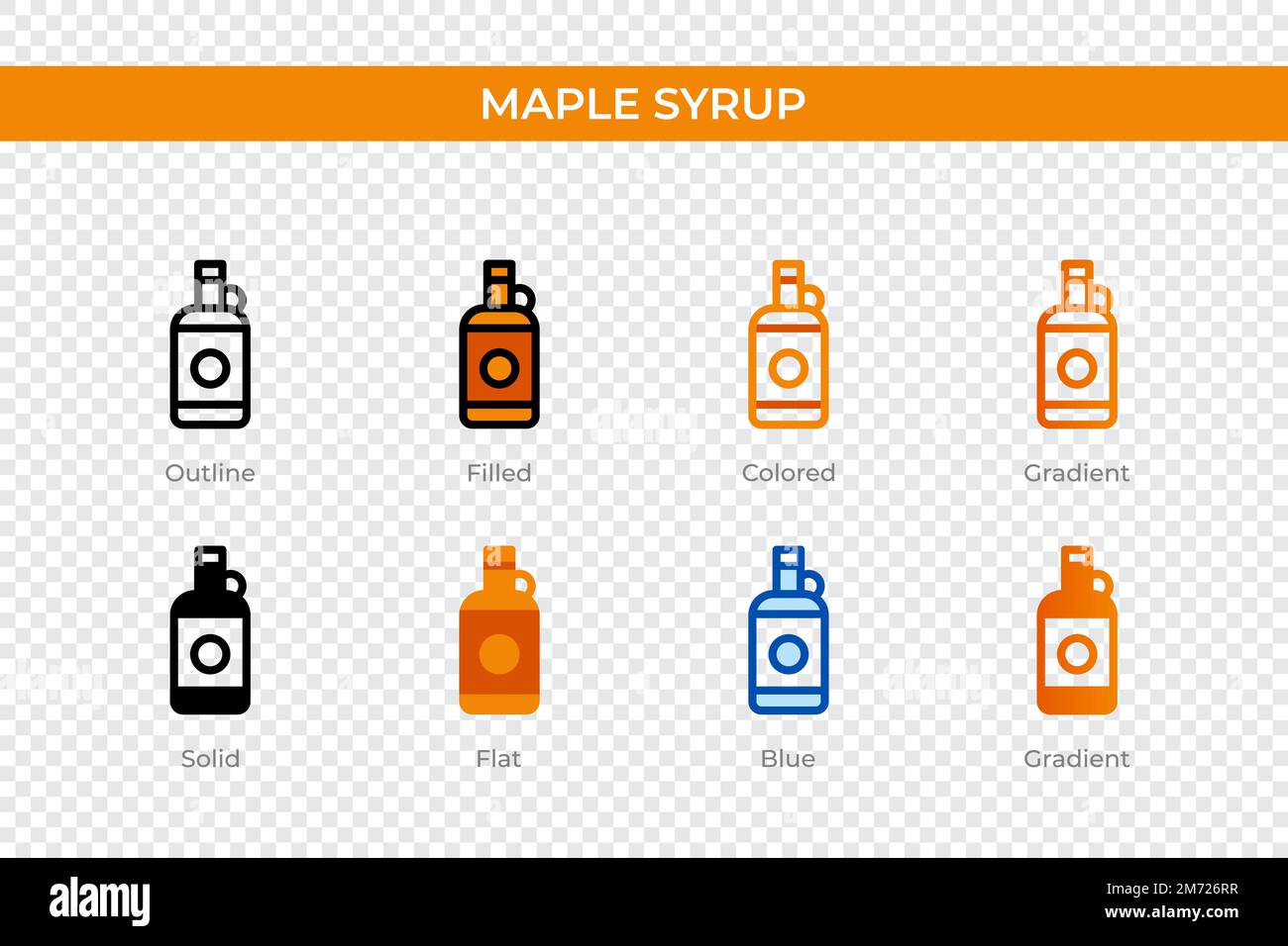 maple syrup icon in different style. maple syrup vector icons designed in outline, solid ...