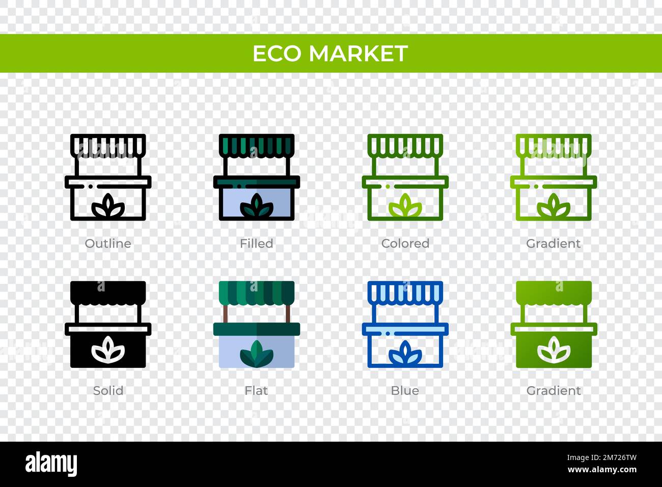 Eco market icon in different style. Eco market vector icons designed in outline, solid, colored ...