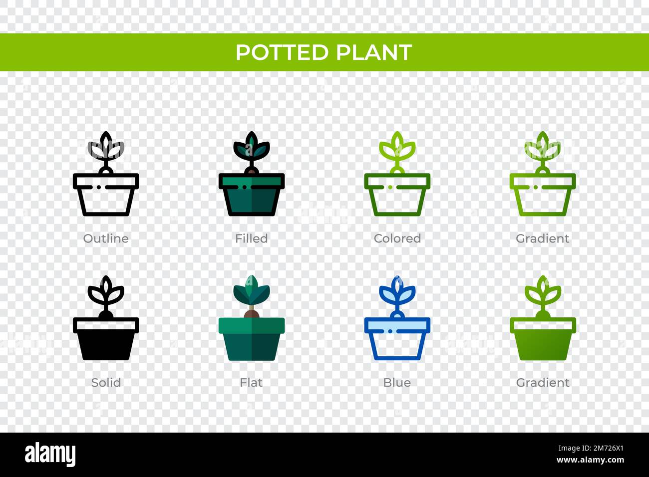 Potted plant icon in different style. Potted plant vector icons ...