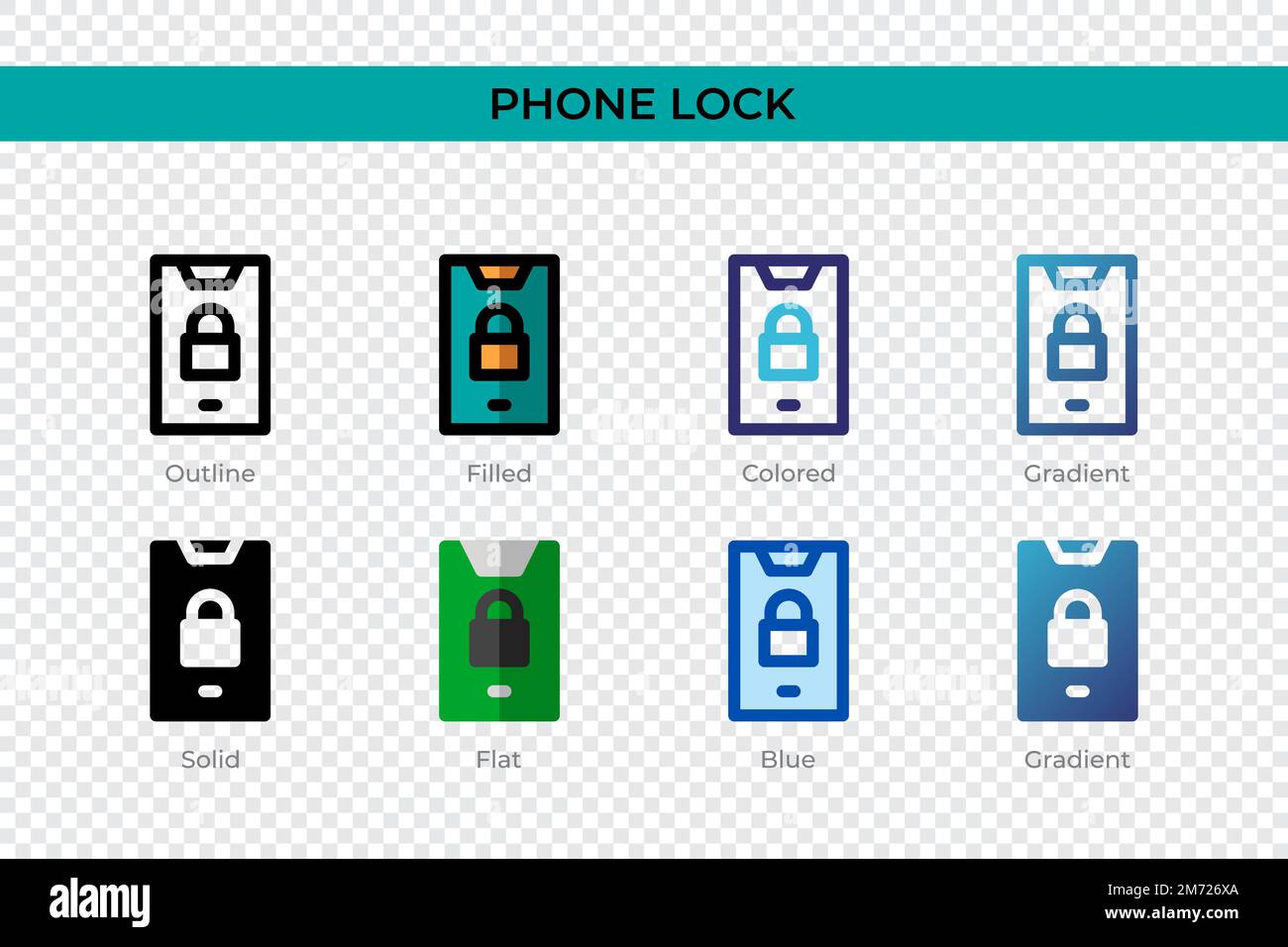 Phone Lock icon in different style. Phone Lock vector icons designed in ...