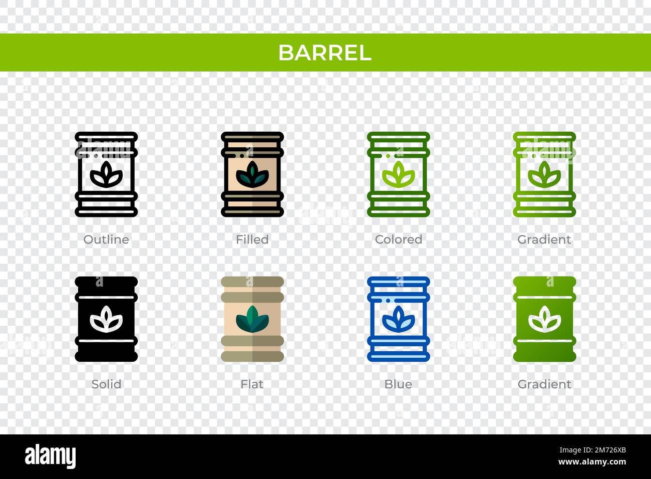 Barrel icon in different style. Barrel vector icons designed in outline, solid, colored, filled ...