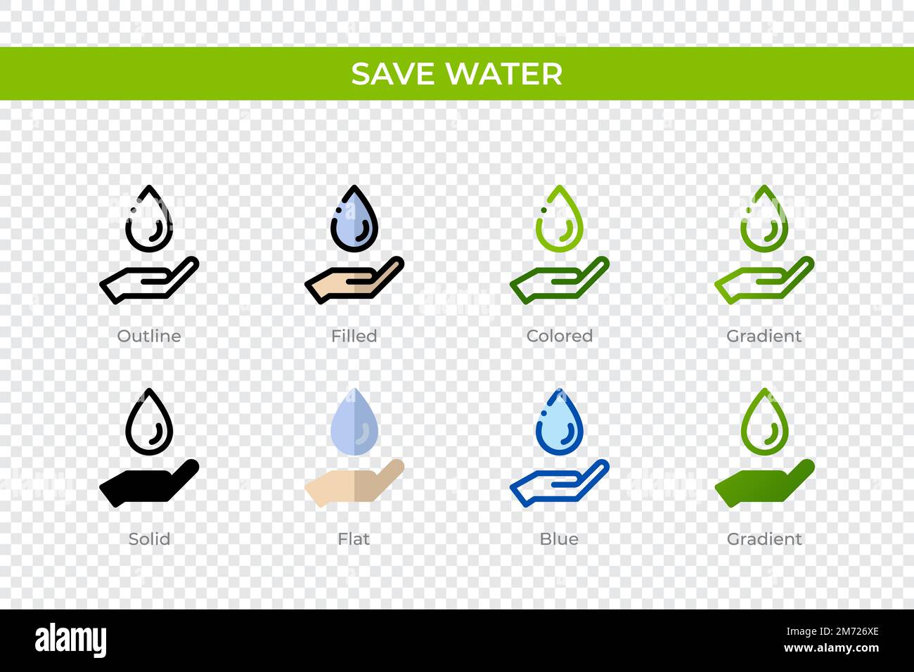 Save water icon in different style. Save water vector icons designed in ...