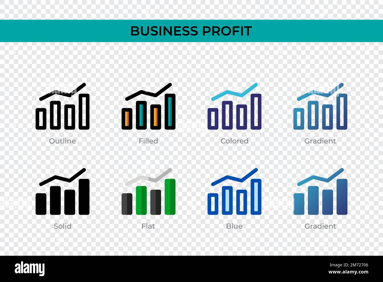 Business Profit icon in different style. Business Profit vector icons designed in outline, solid ...