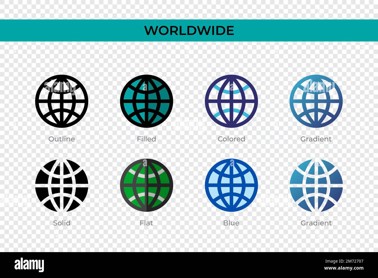 Worldwide icon in different style. Worldwide vector icons designed in ...