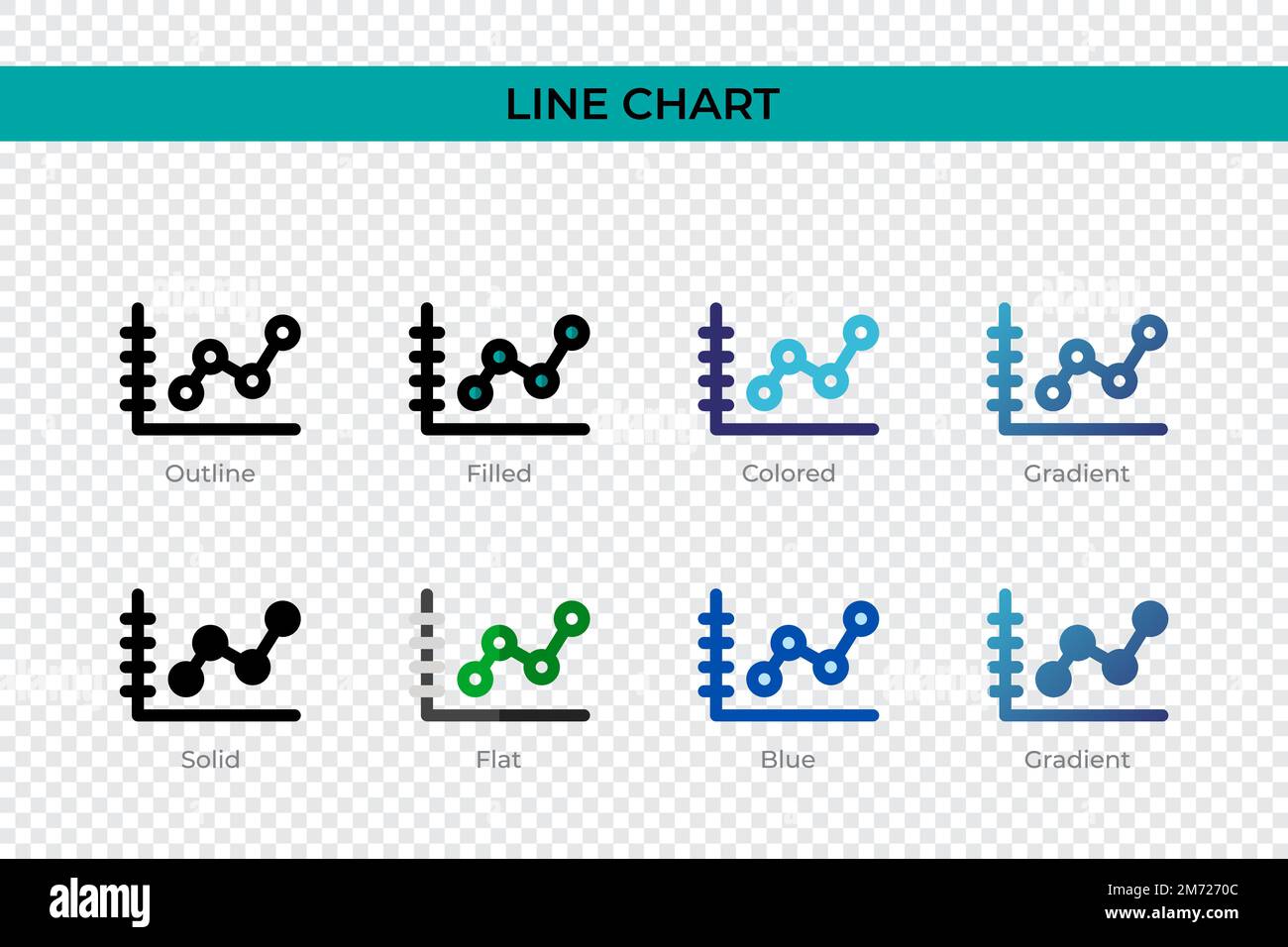 Line Chart icon in different style. Line Chart vector icons designed in ...