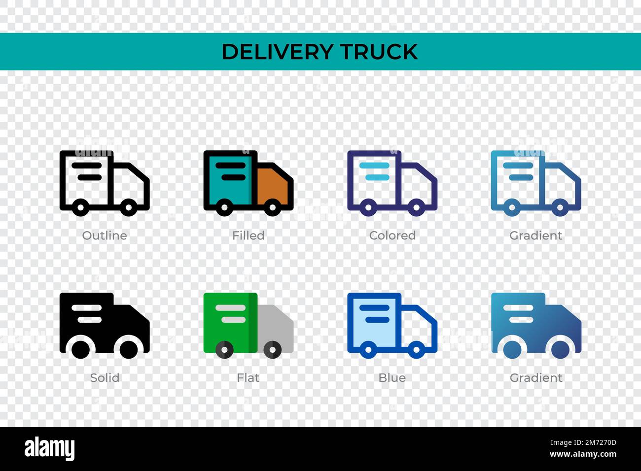 Delivery Truck icon in different style. Delivery Truck vector icons designed in outline, solid ...