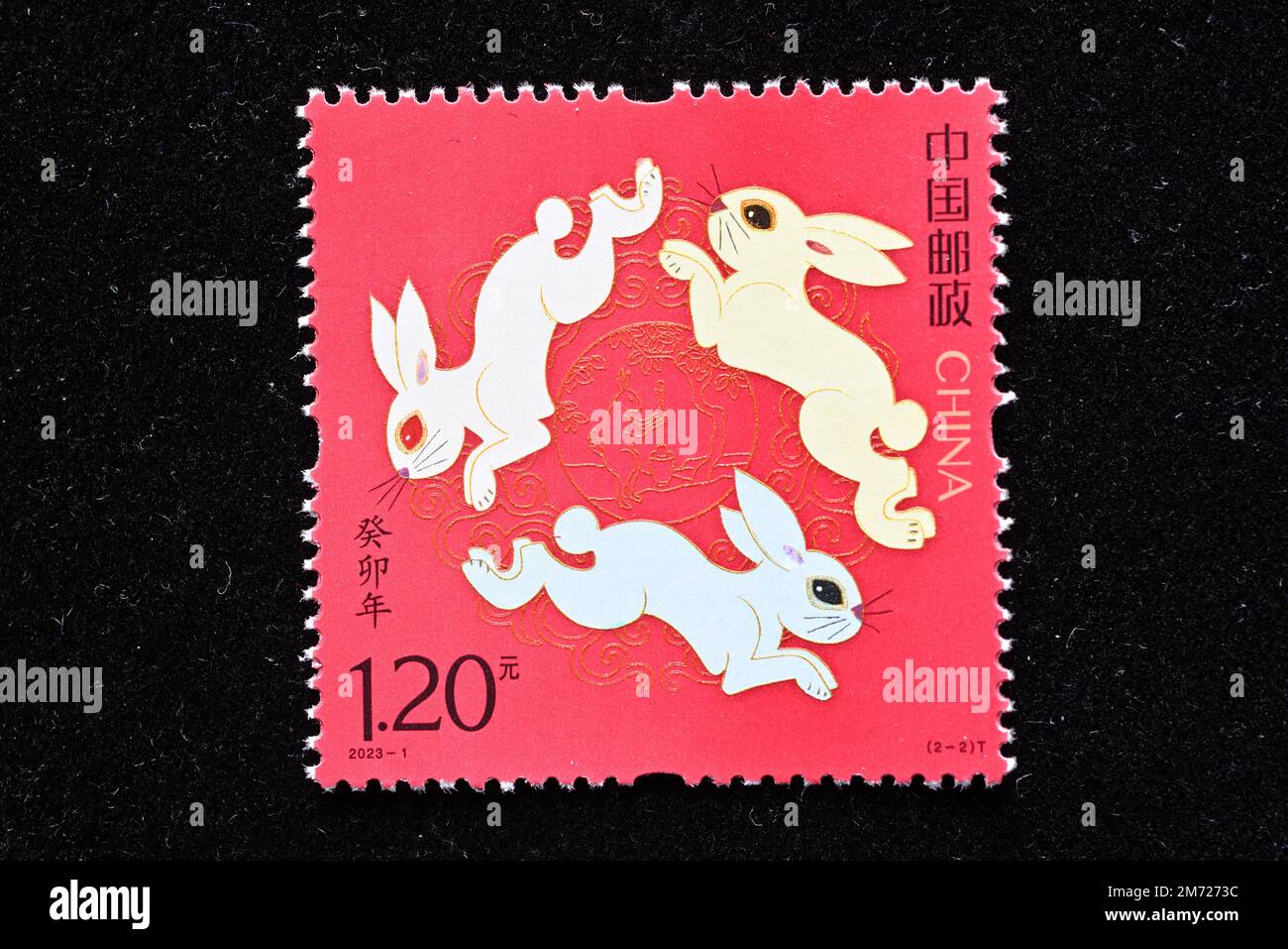 CHINA - CIRCA 2023: A stamp printed in China shows 2023-1 Gui Mao Year ...