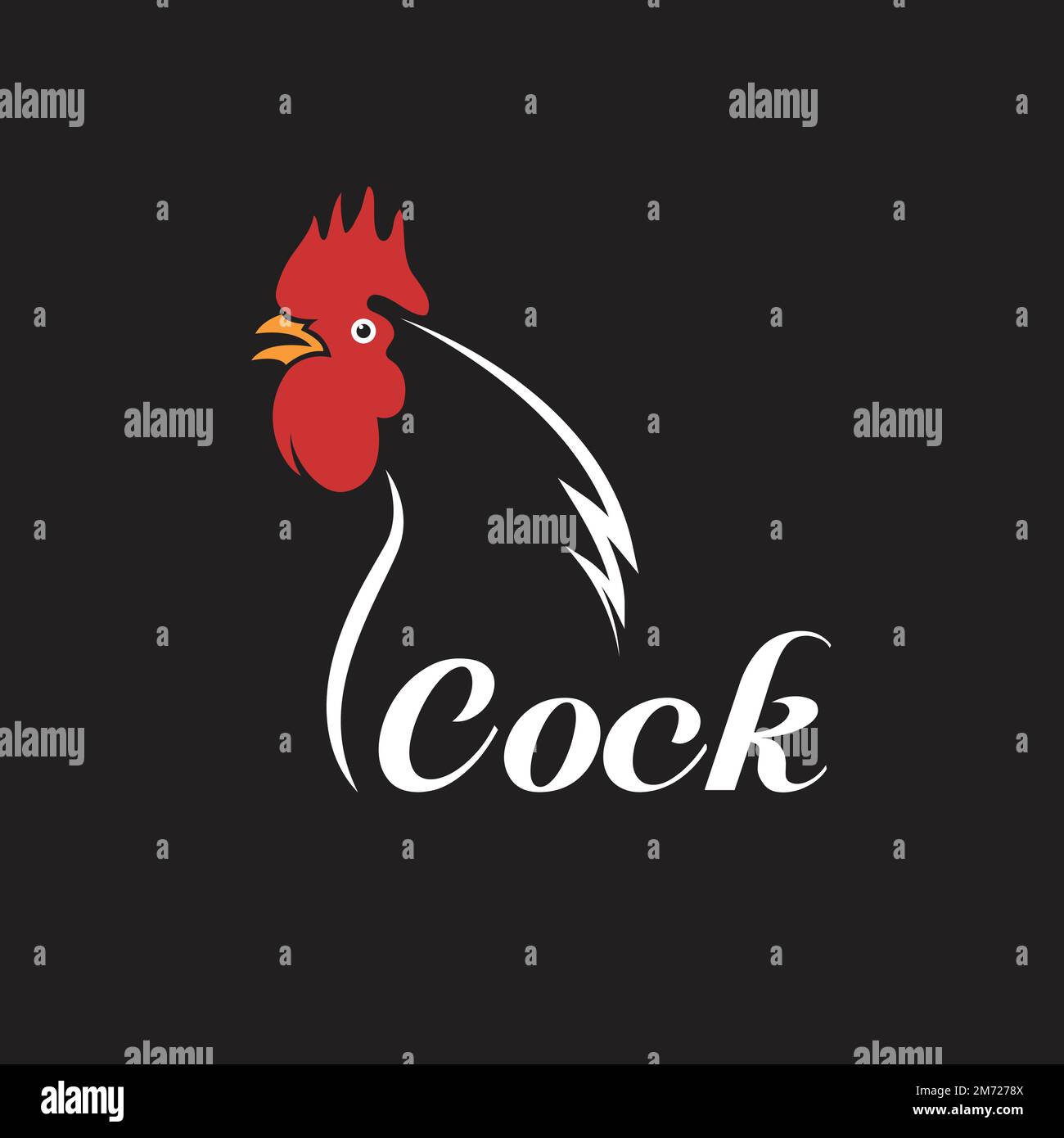 Vector of a cock head on black background. Farm Animals. Easy editable ...