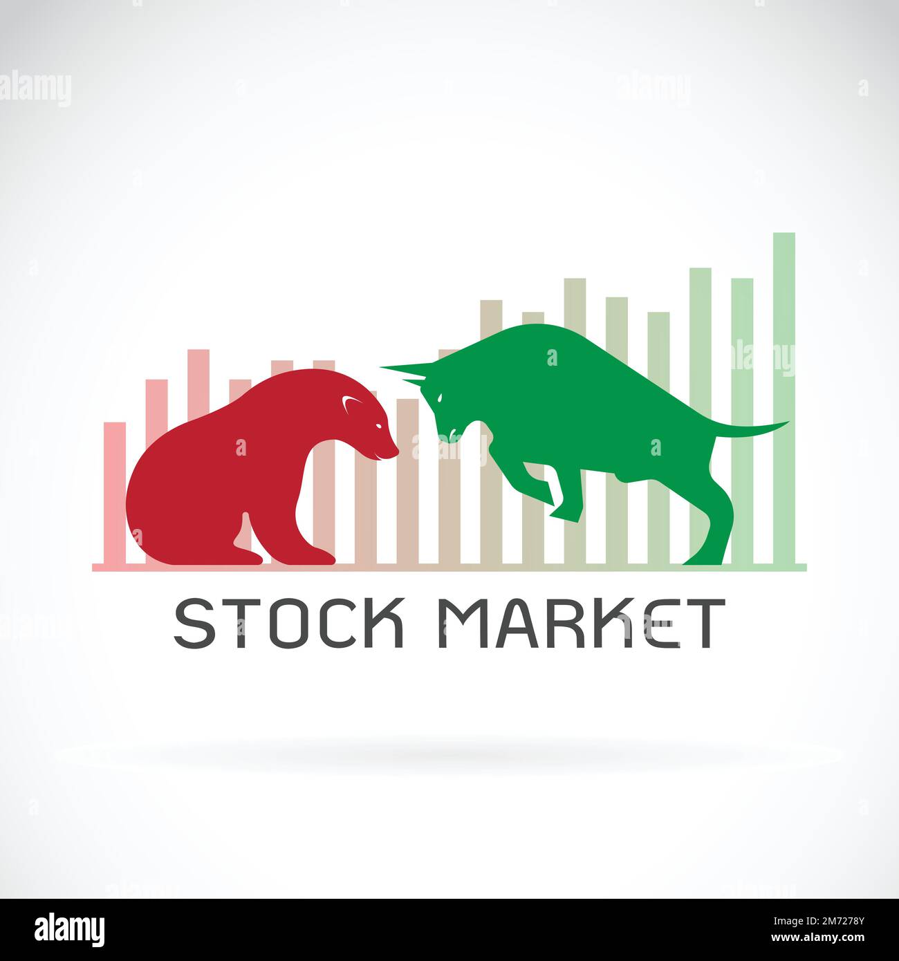 Vector of bull and bear symbols of stock market trends. The growing and ...