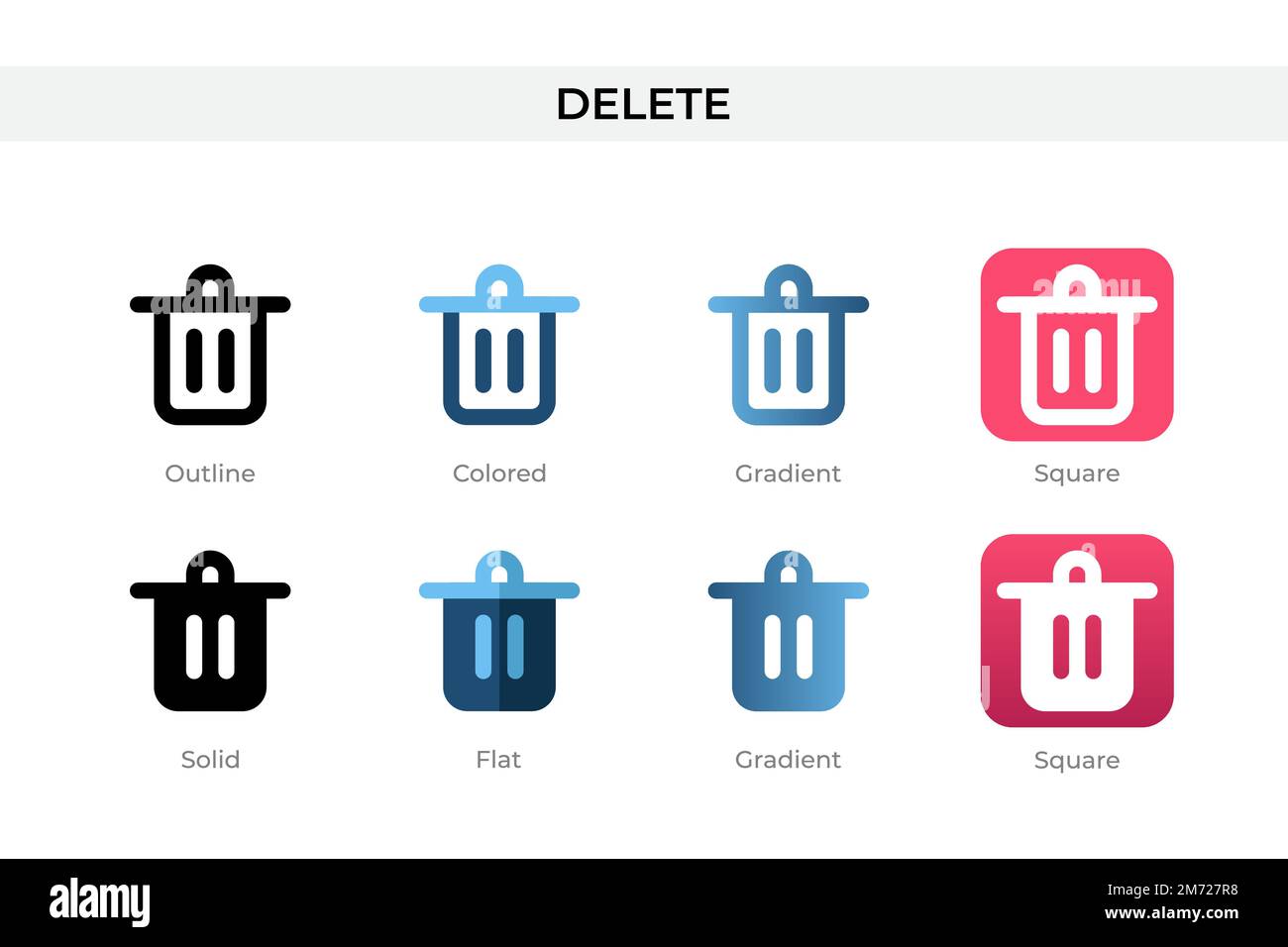 delete icon in different style. delete vector icons designed in outline ... delete icon in different style. delete vector icons designed in outline ...