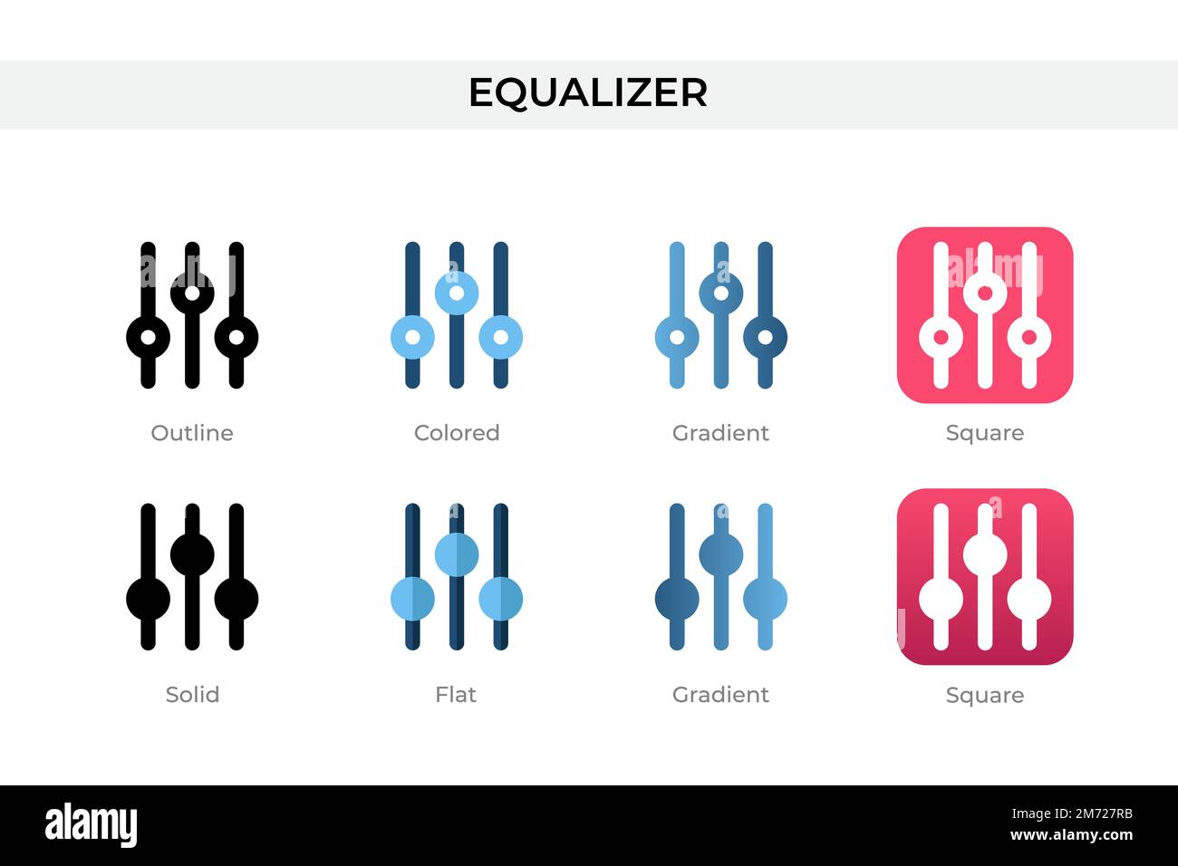 equalizer icon in different style. equalizer vector icons designed in outline, solid, colored ...