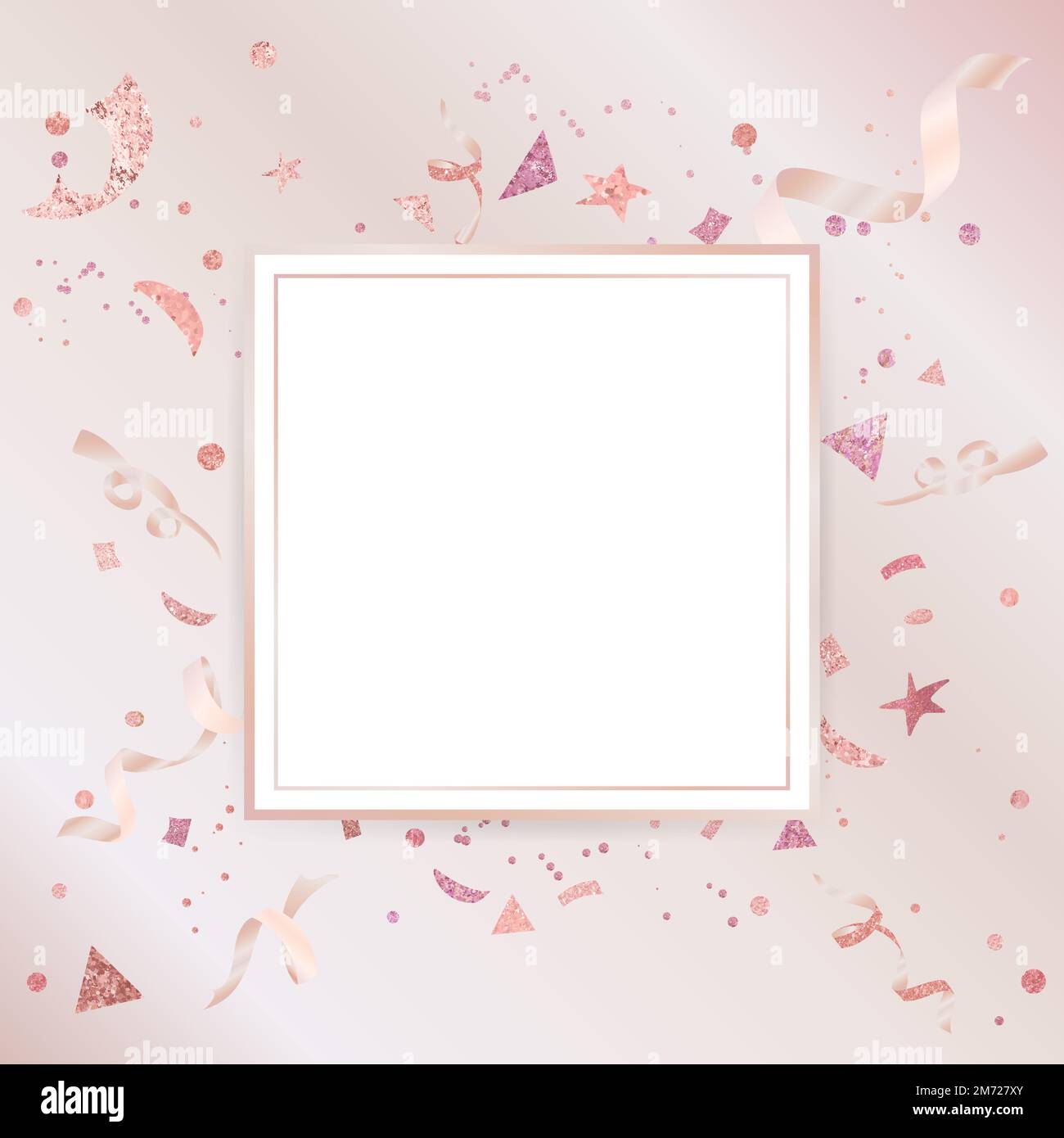 Blank rose pink confetti golden square badge vector Stock Vector Image ...