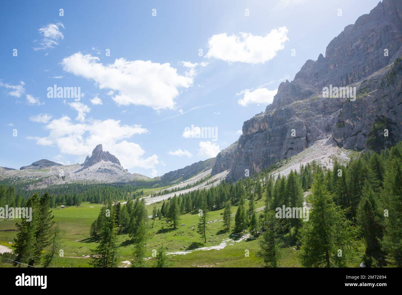 Dolomites range landscape. Summer mountain panorama. Italian dolomites ...