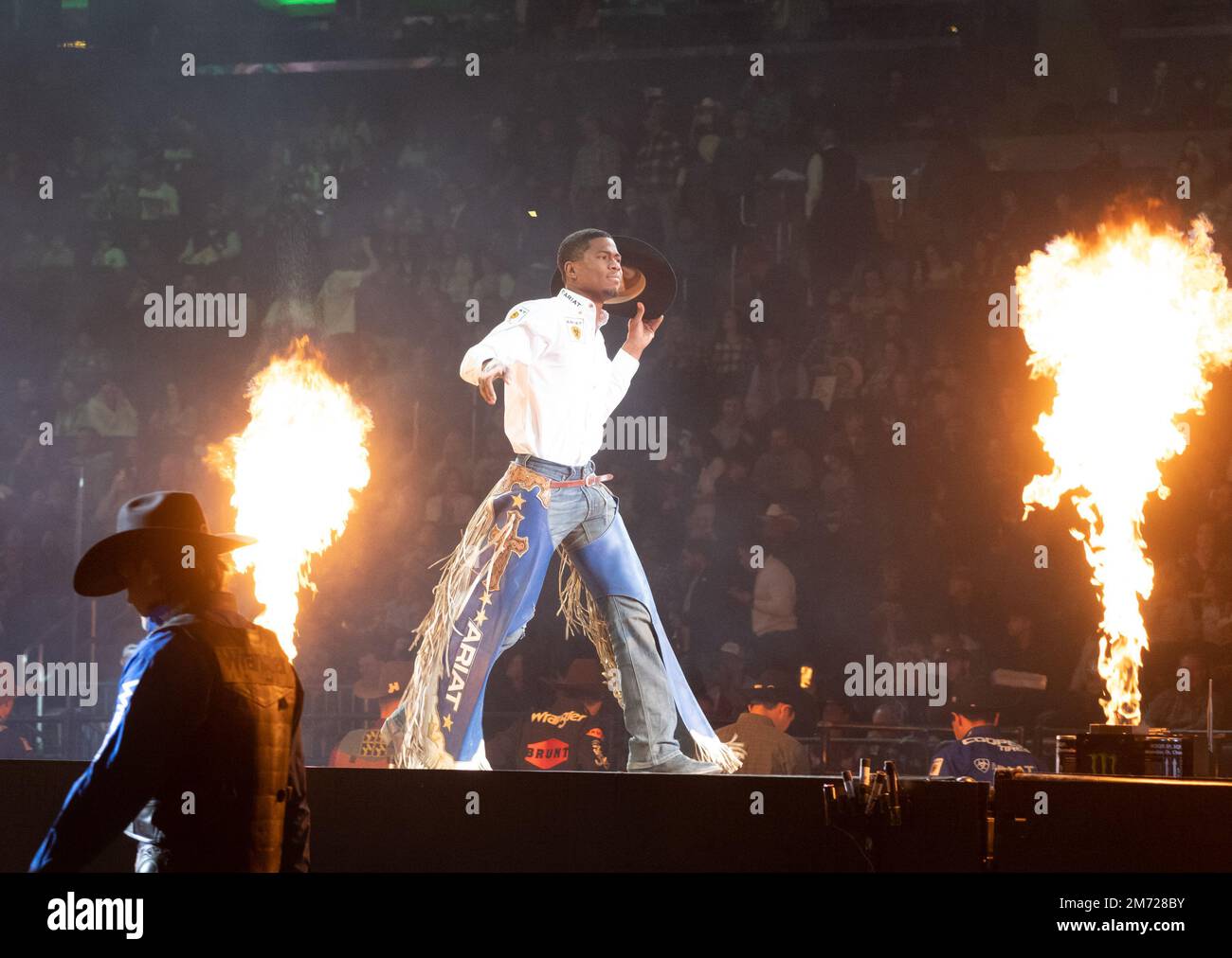 New York, New York, USA. 6th Jan, 2023. Professional Bull Rider EZEKIEL ...