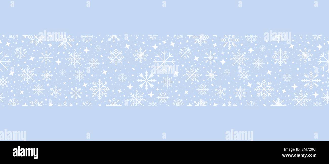 Abstract snowflake seamless border. Snowflakes seamless pattern ...