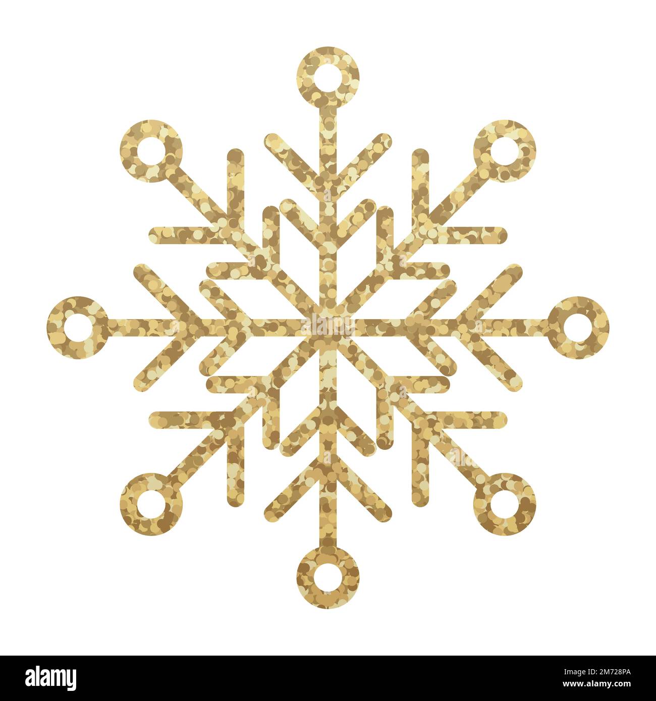 Golden glitter covered snowflake. Snowflake made of golden glitter. Gold glitter texture ...
