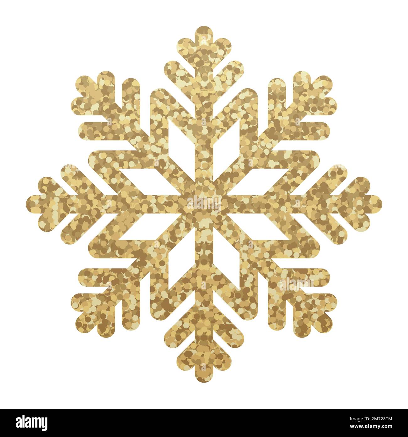 Golden glitter covered snowflake. Snowflake made of golden glitter ...