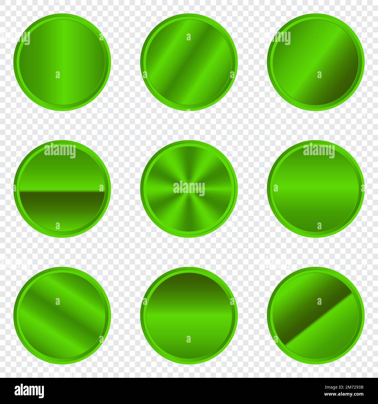 Set of metallic green circles. Luxury metallic green circle button ...
