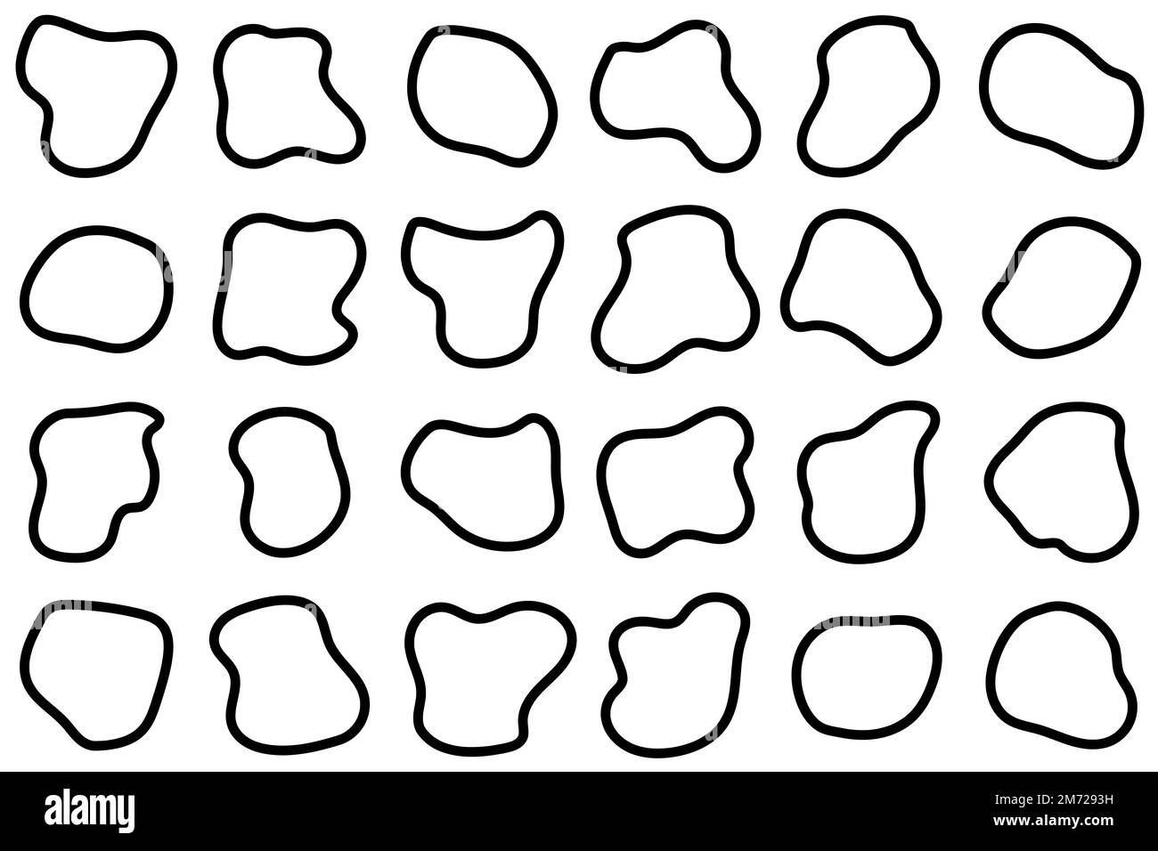 Abstract linear liquid shape set. Abstract black shapes. Liquid shape elements. Random outline ...