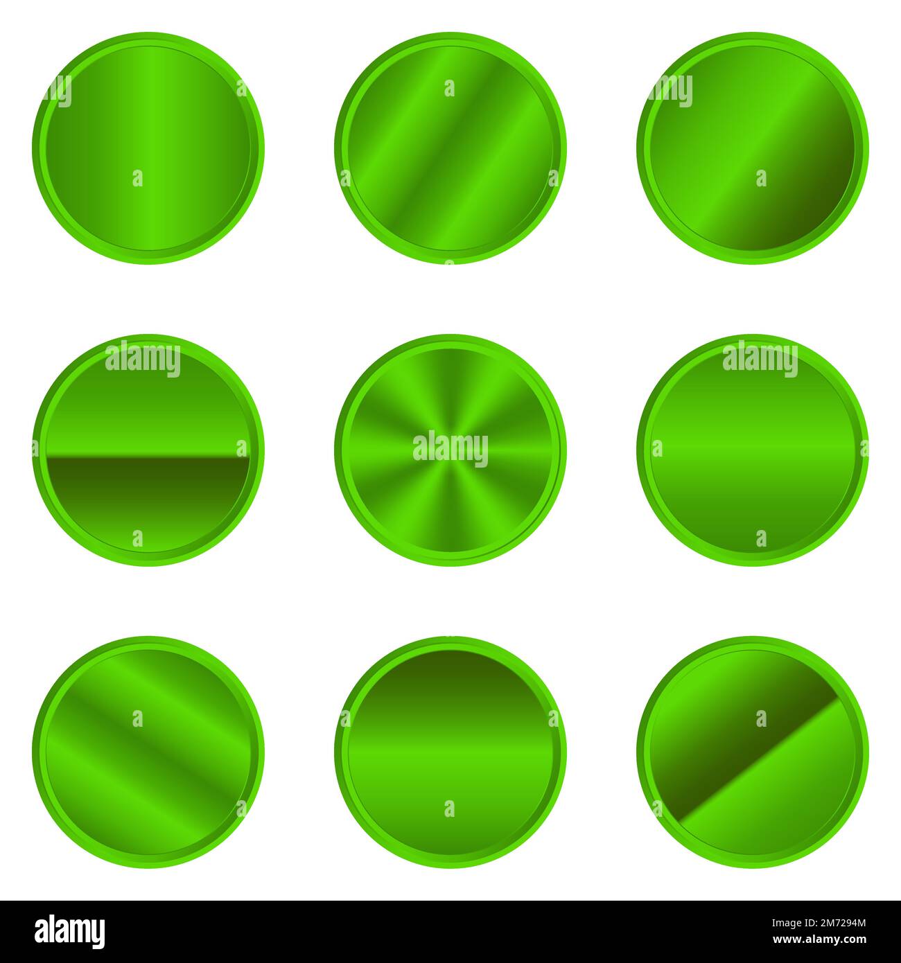 Set of metallic green circles. Luxury metallic green circle button ...