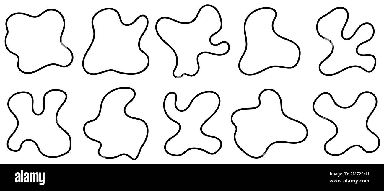 Abstract linear liquid shape set. Abstract black shapes. Liquid shape ...