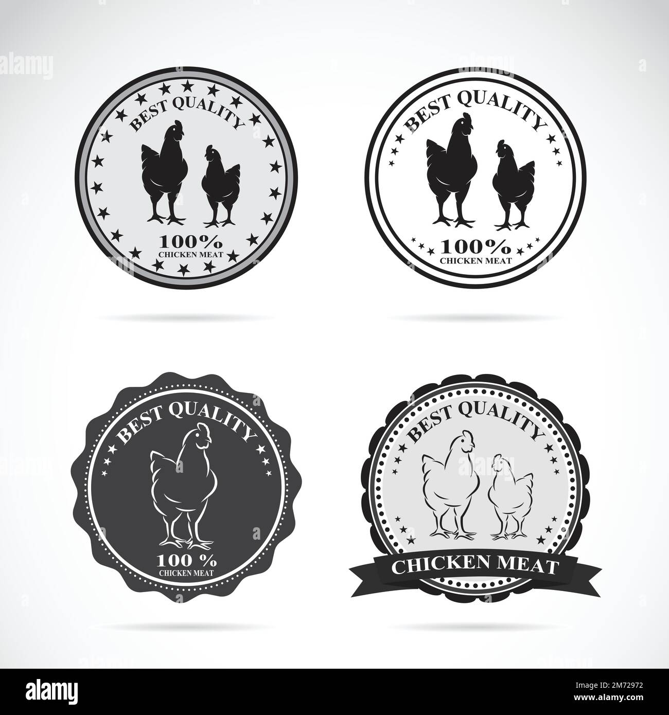 Set of vector chicken labels on white background, Logo, Symbol, banners ...