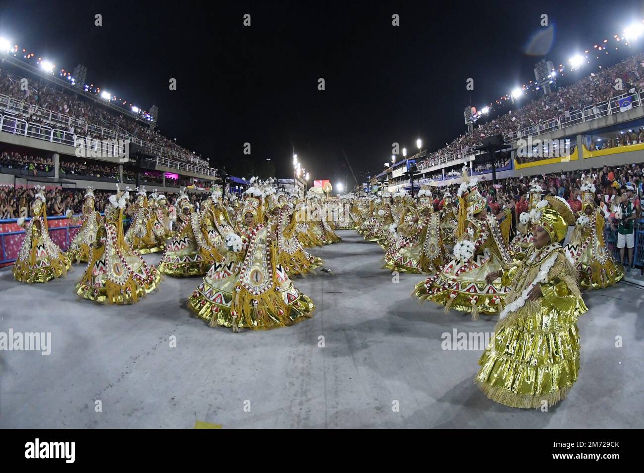 Rio de Janeiro, Brazil, April 22, 2022. Parade of the samba school of ...