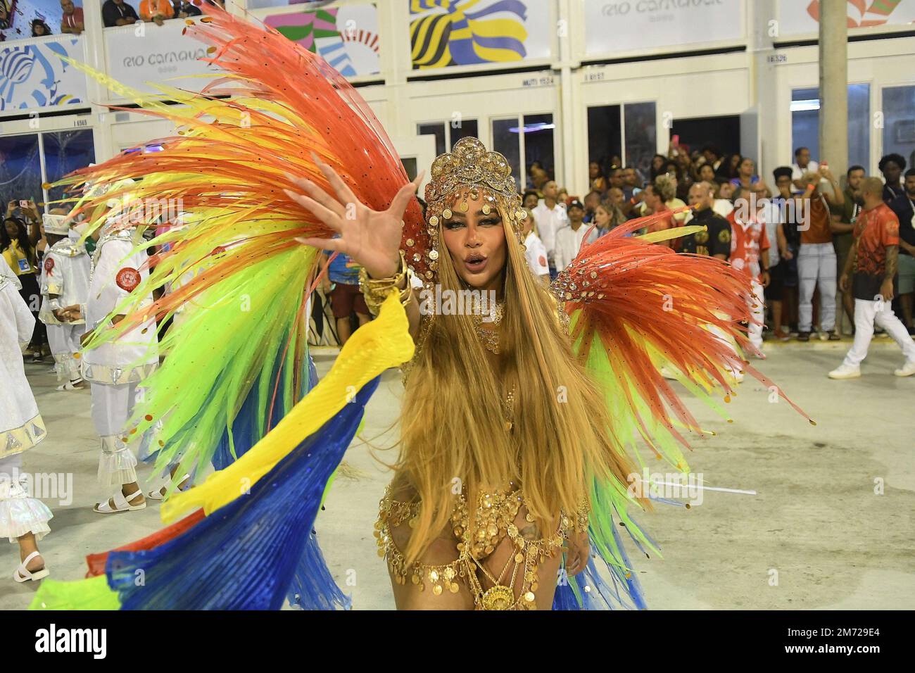 Rio de Janeiro, Brazil, April 22, 2022. Parade of the samba school of ...