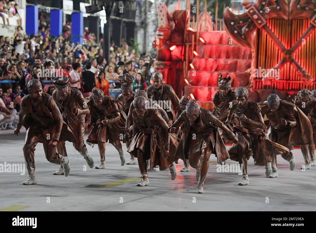 Rio de Janeiro, Brazil, April 22, 2022. Parade of the samba school of ...
