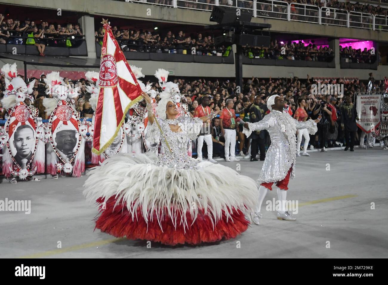 Rio de Janeiro, Brazil, April 22, 2022. Parade of the samba school of ...