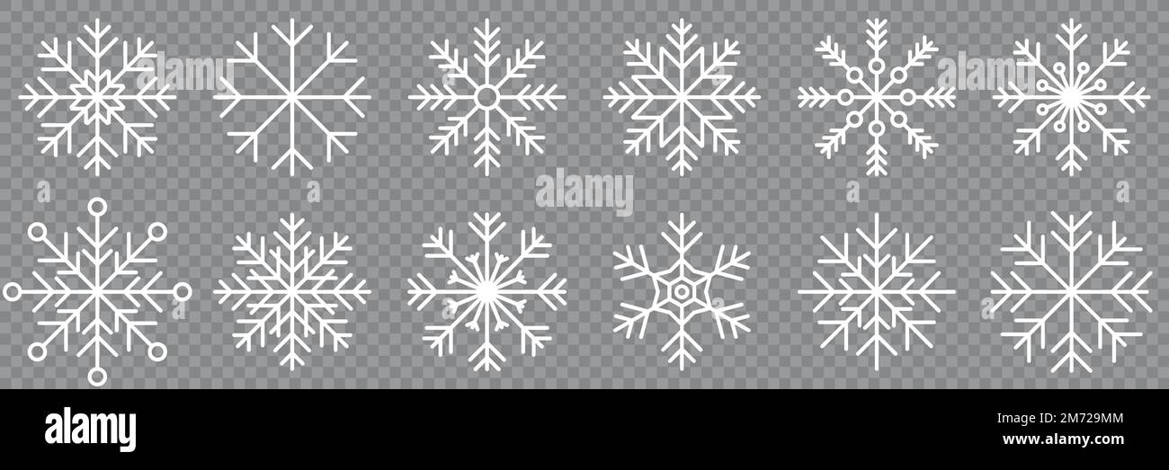 Snowflake variations icon collection. Snowflake icons set. Snowflake ...
