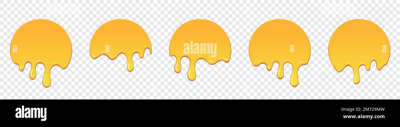 Set Of Honey Drops Dripping Melted Honey Realistic Melted Honey