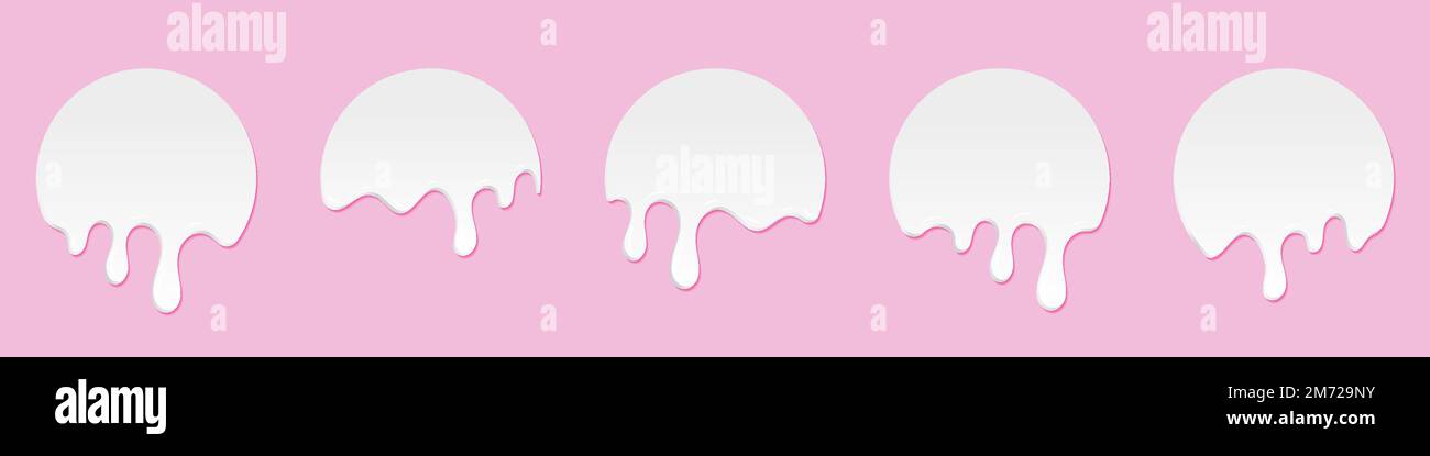 Set of milk drops. Dripping milk. Realistic melted milk. Milk drops ...