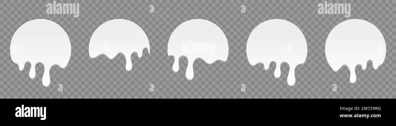 Set of milk drops. Dripping milk. Realistic melted milk. Milk drops ...
