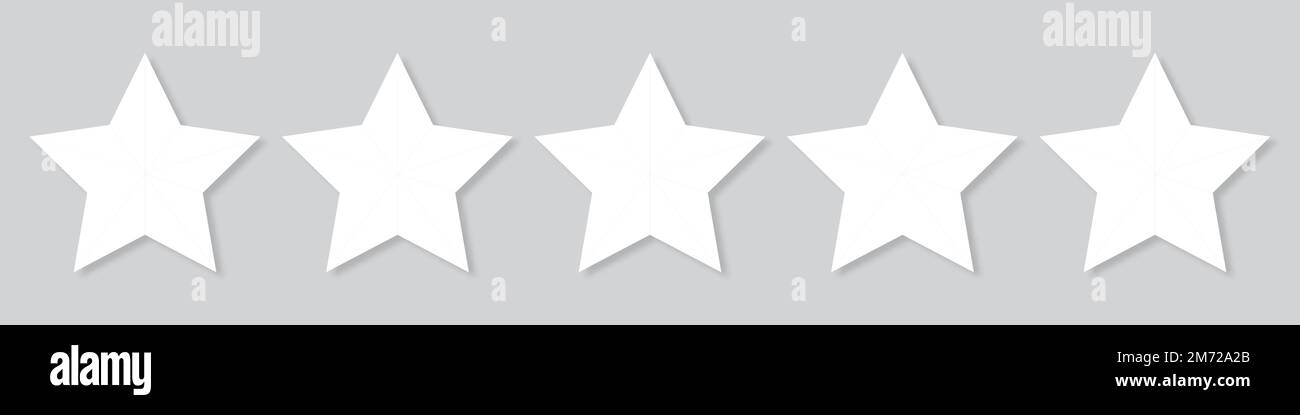 White five stars quality rating icons. 5 stars icon. Five star sign ...