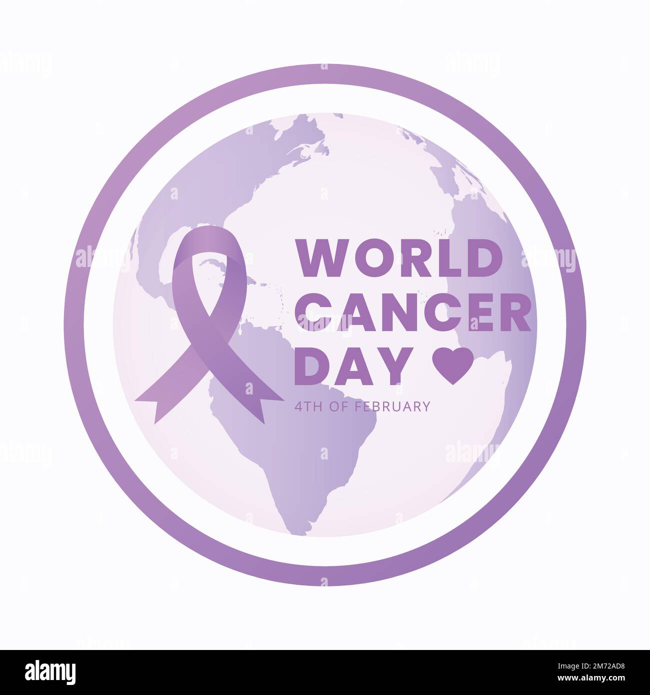 world cancer day poster template with purple ribbon and planet earth ...