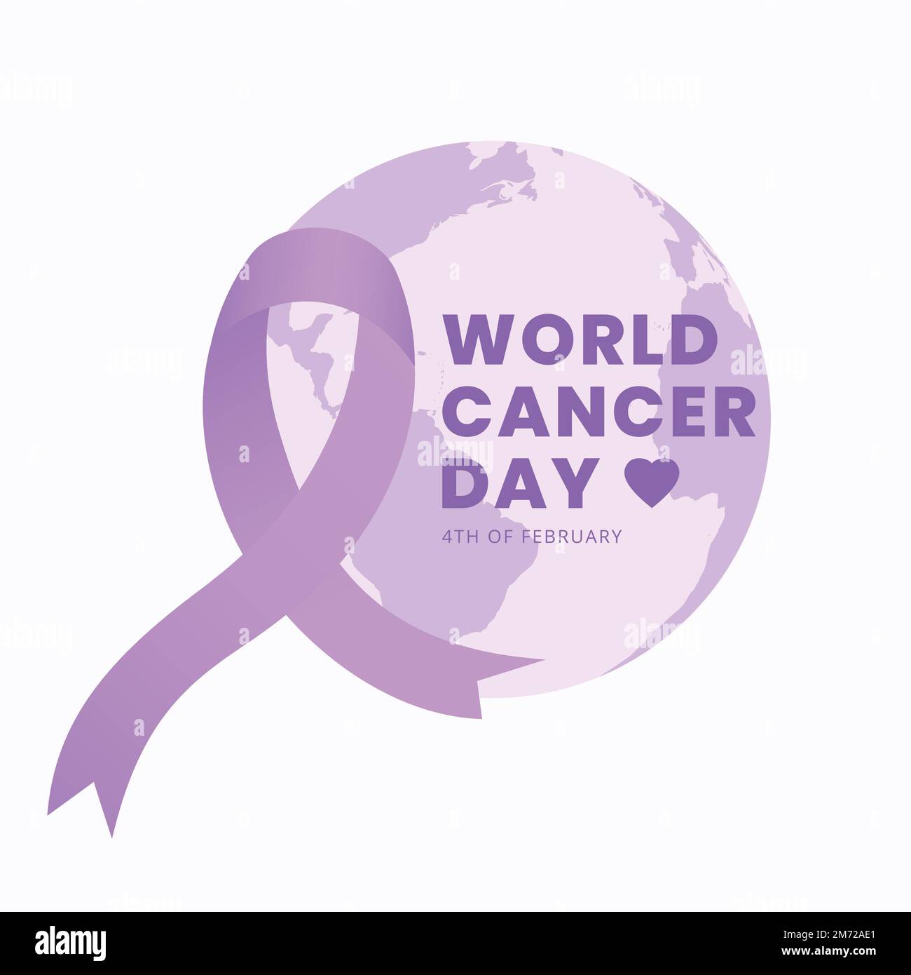 world cancer day poster template with purple ribbon and planet earth ...