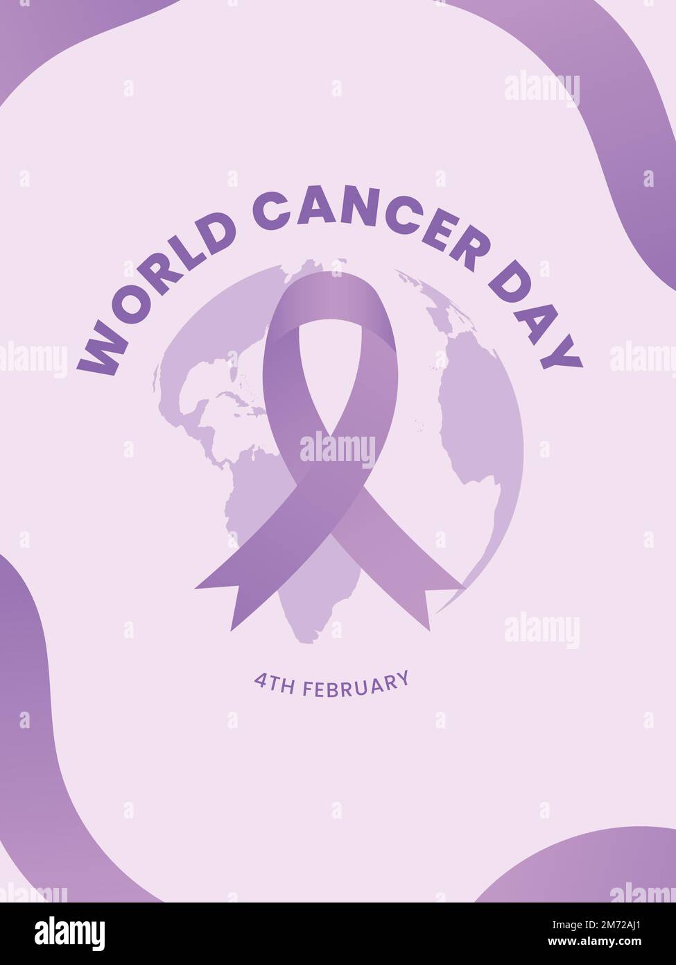 world cancer day poster template with purple ribbon and planet earth ...