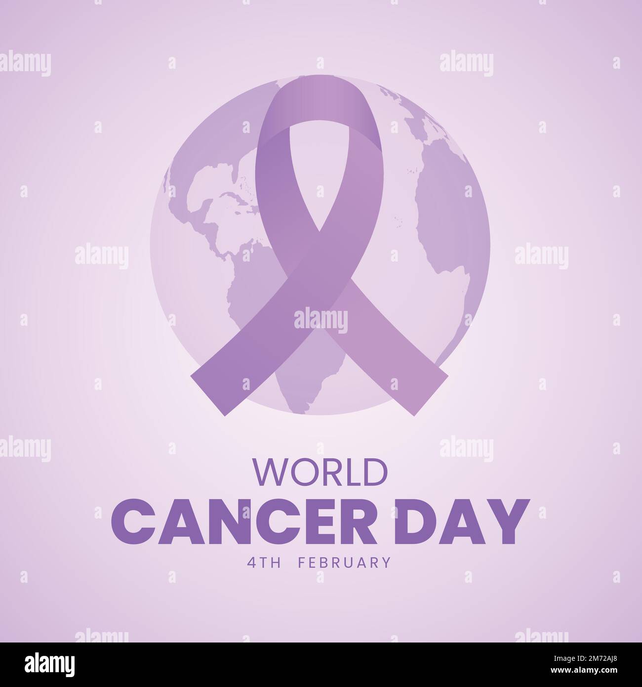 world cancer day poster template with purple ribbon and planet earth ...