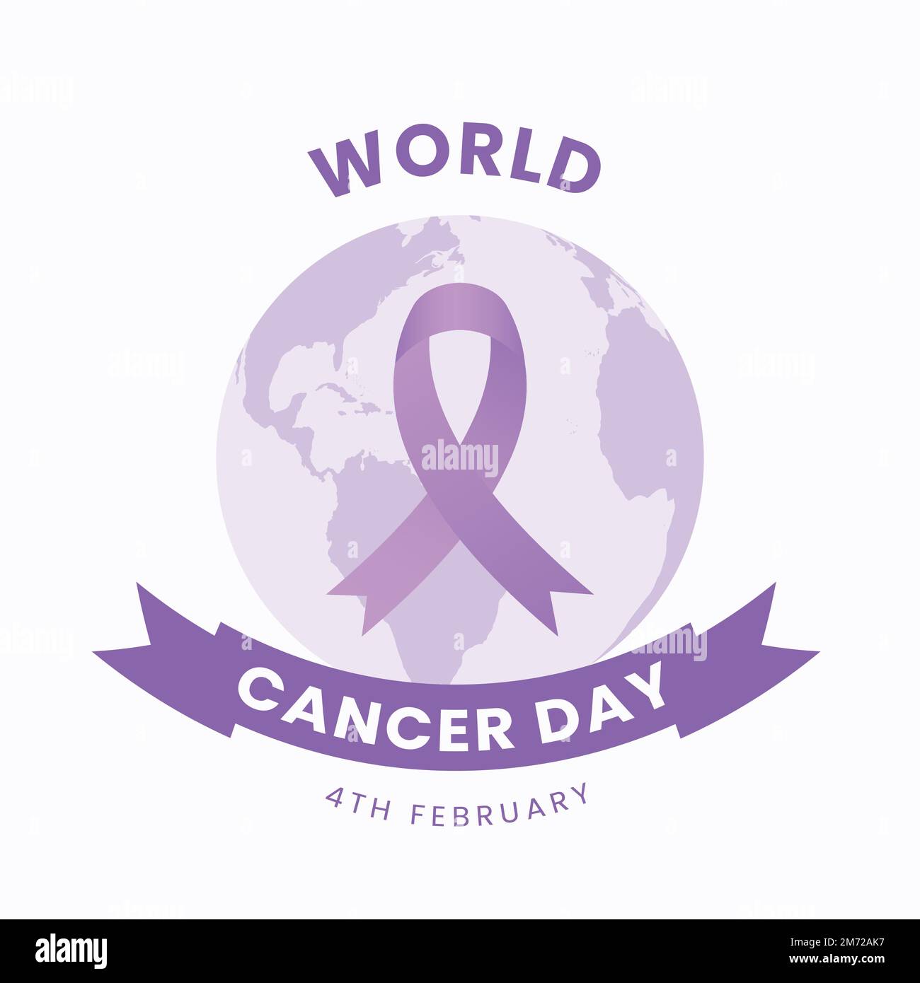 world cancer day poster template with purple ribbon and planet earth ...