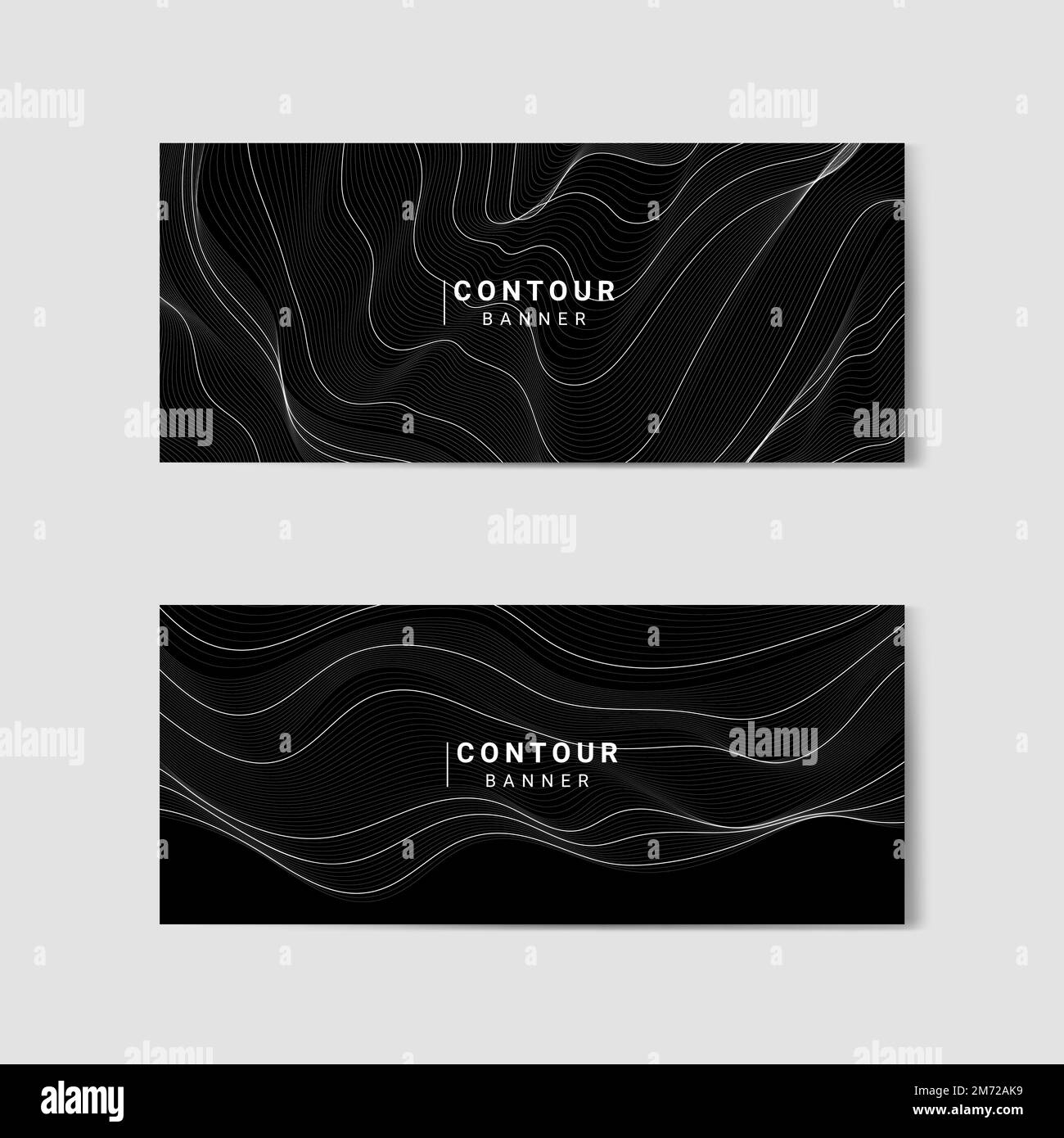 Black and white abstract map contour lines banners set Stock Vector ...