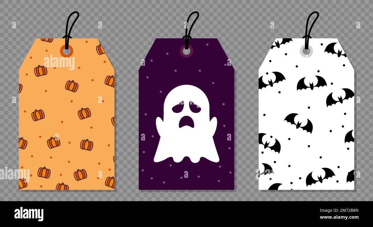 Set of different gift tags. Scary sale tag set. Holiday gift tags with ...