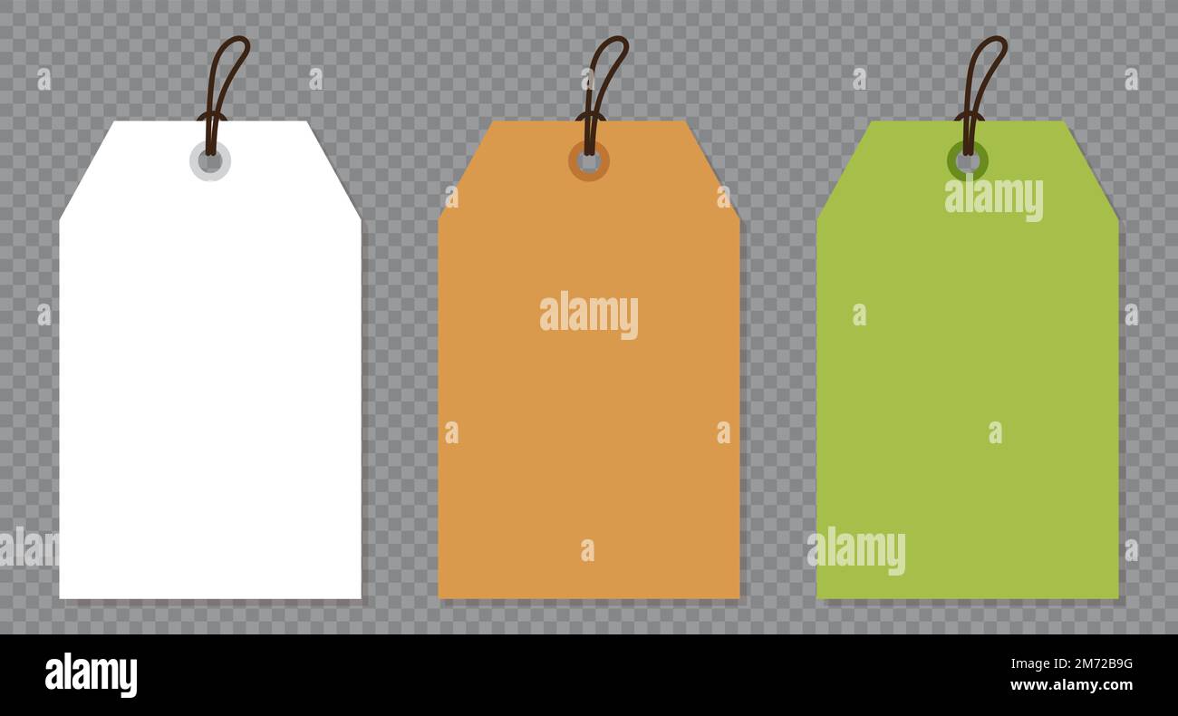 Set blank paper price tags or gift tags. Paper labels with cord. Set ...