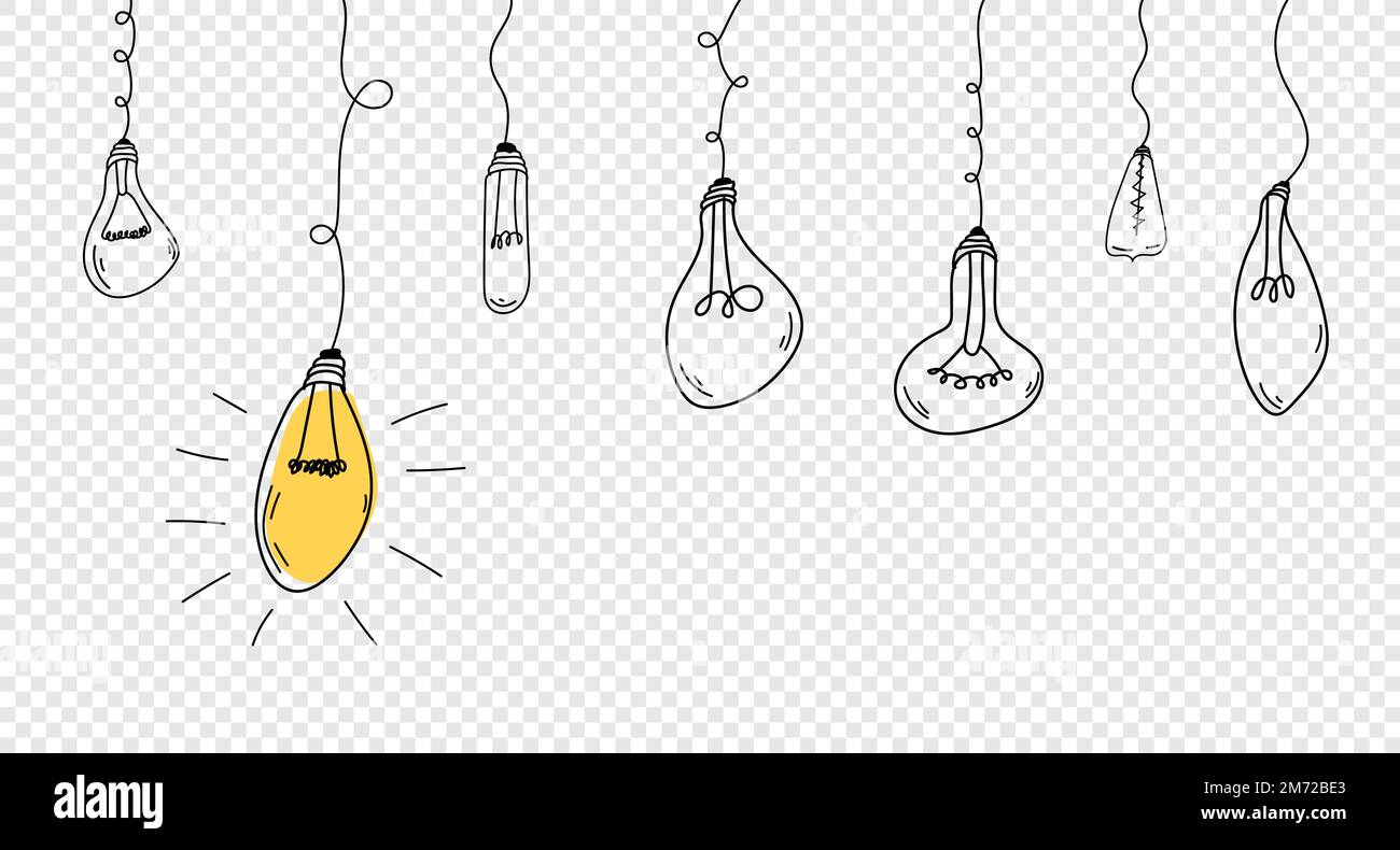 Light bulb shining hand drawn concept idea symbol hi-res stock ...