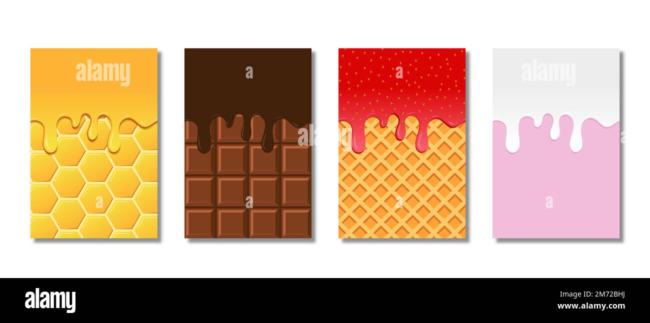 Different liquids drops. Colorful droplets of honey, chocolate ...