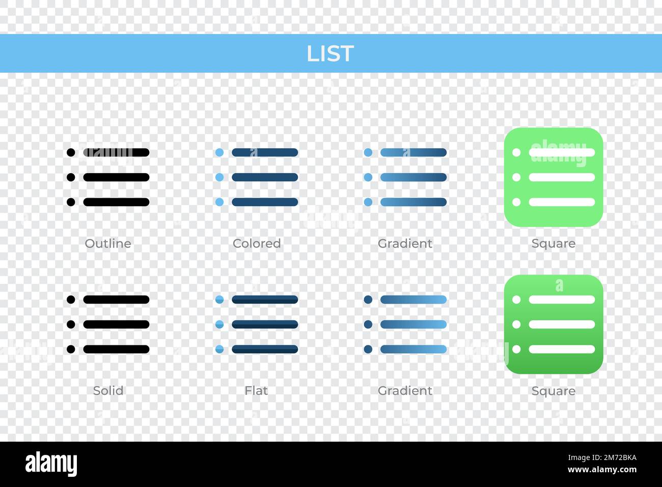 List icon in different style. List vector icons designed in outline ...