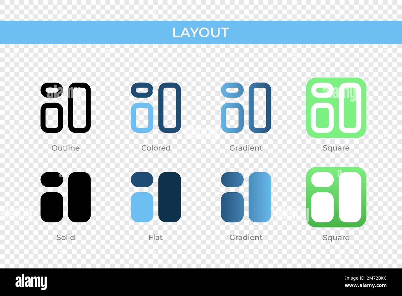 Layout icon in different style. Layout vector icons designed in outline ...