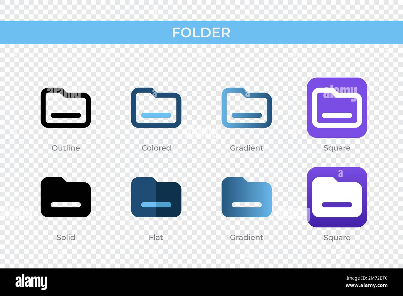 folder icon in different style. folder vector icons designed in outline ...