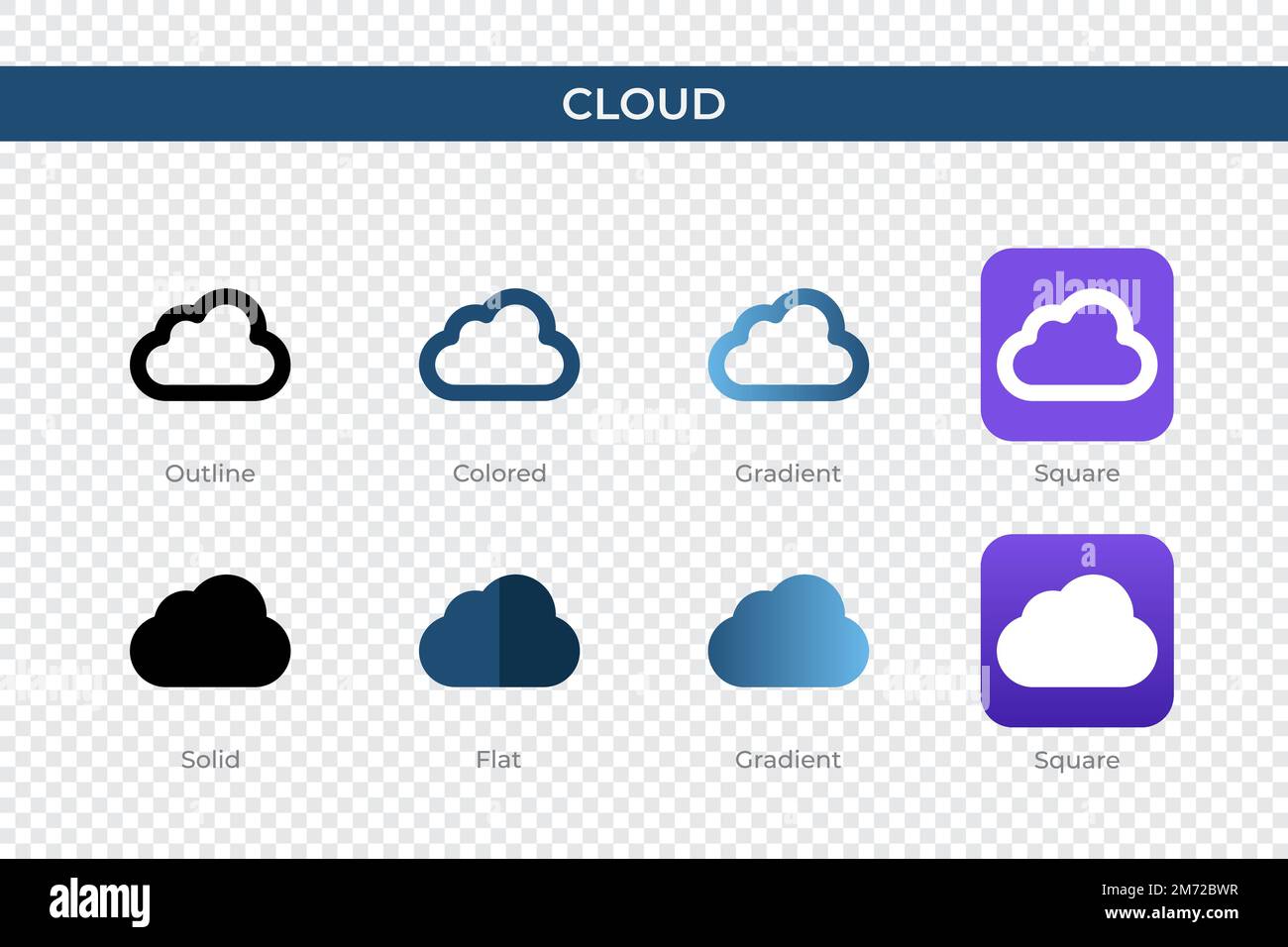 cloud icon in different style. cloud vector icons designed in outline ...