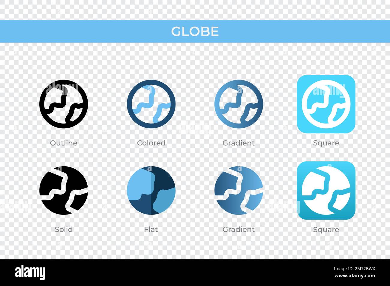 globe icon in different style. globe vector icons designed in outline, solid, colored, gradient ...